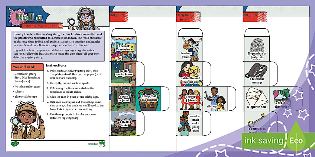 Detective Mystery Story Dice (Ages 5 - 7) - (teacher made)
