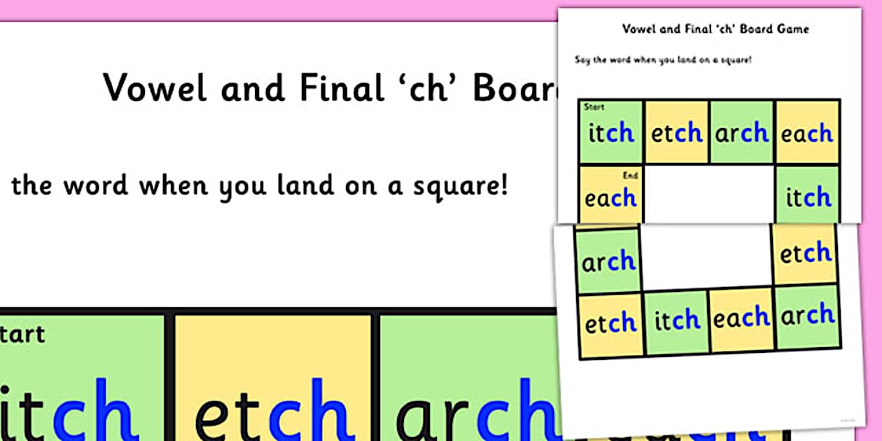 Vowel and Final 'Ch' Sound Board Game (Hecho por educadores)