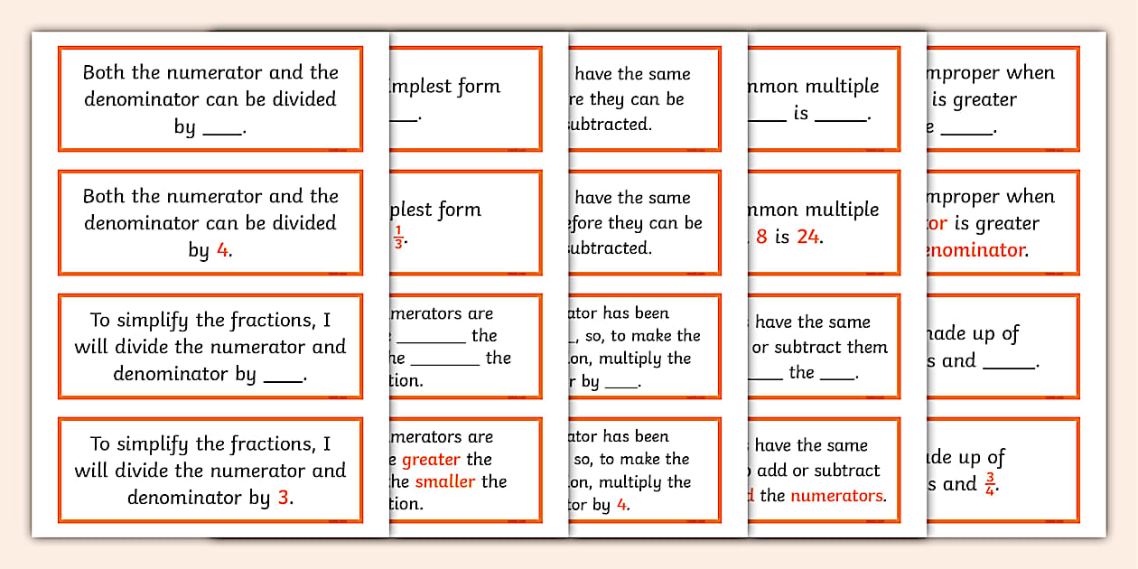👉 Year 6 Fractions Stem Sentences (Teacher-Made) - Twinkl
