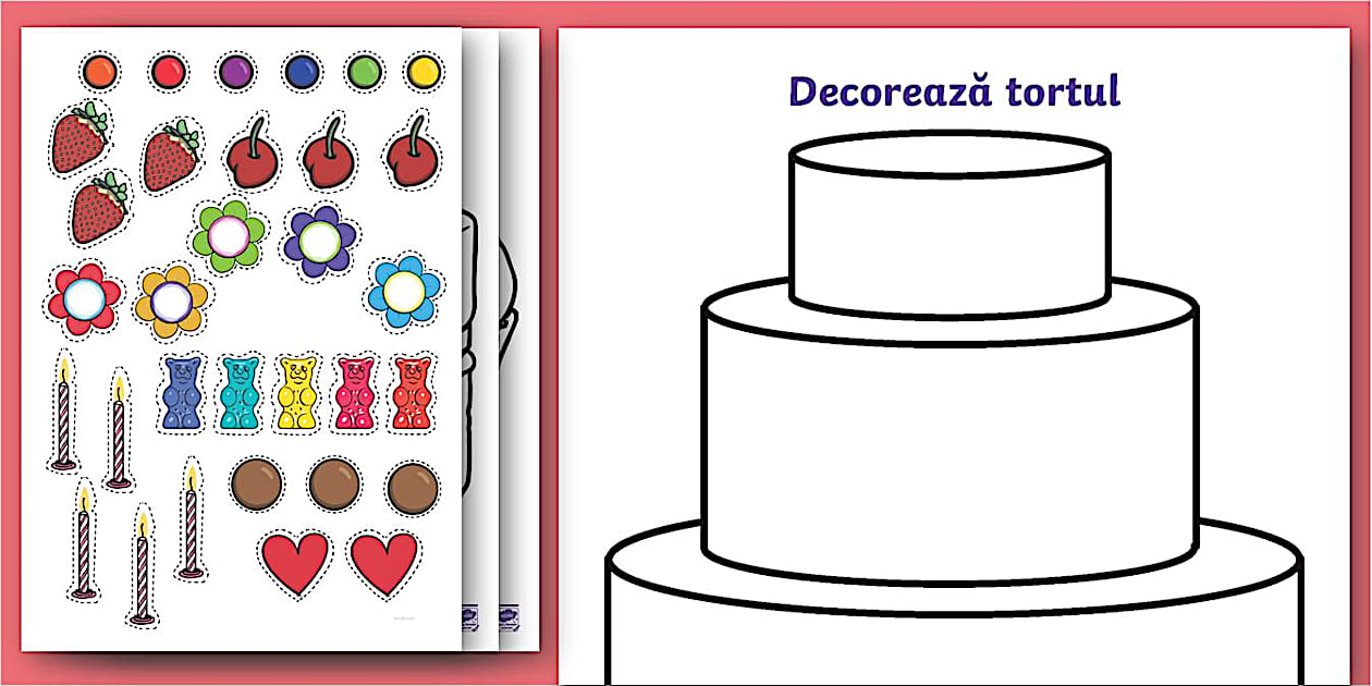 Decorează tortul – Activitate de decupare și lipire