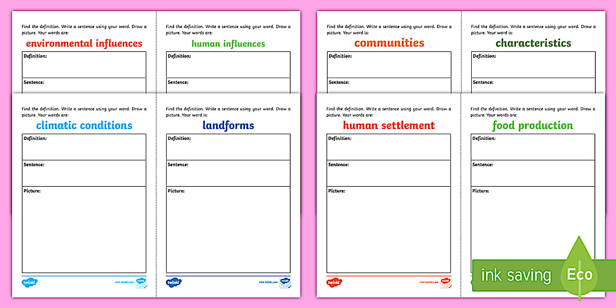 Location and Place Word Wall Activity