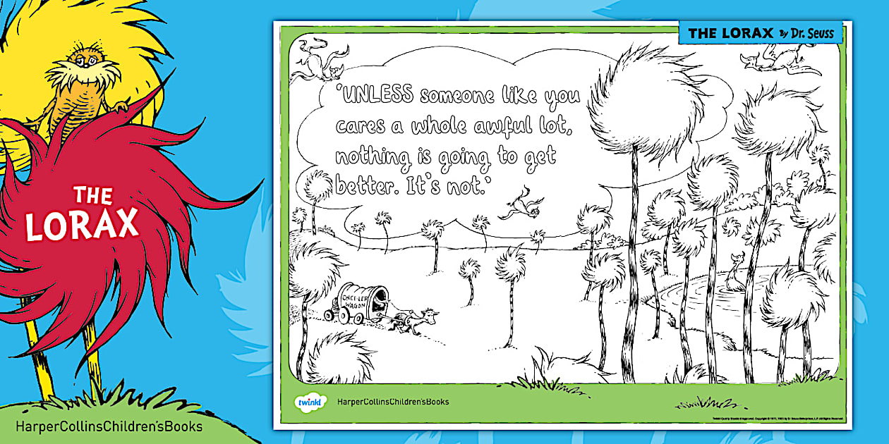 FREE! - The Lorax Poster | Dr. Seuss Colouring | HarperCollins