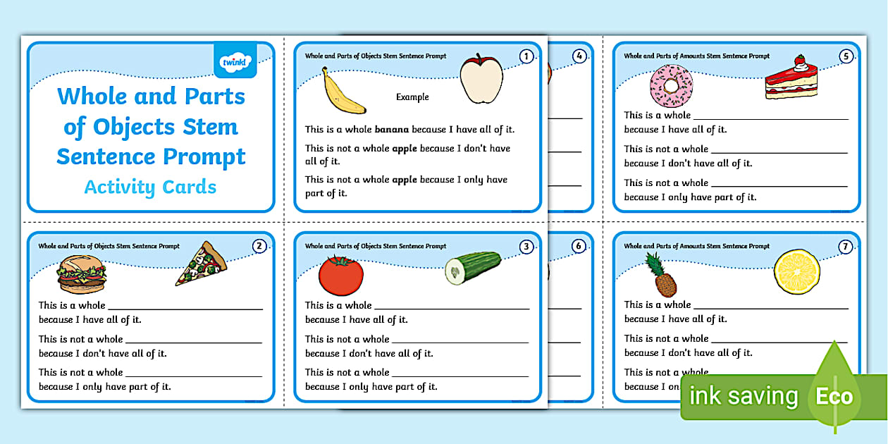 👉 Whole and Parts of Objects Stem Sentence Prompt Cards