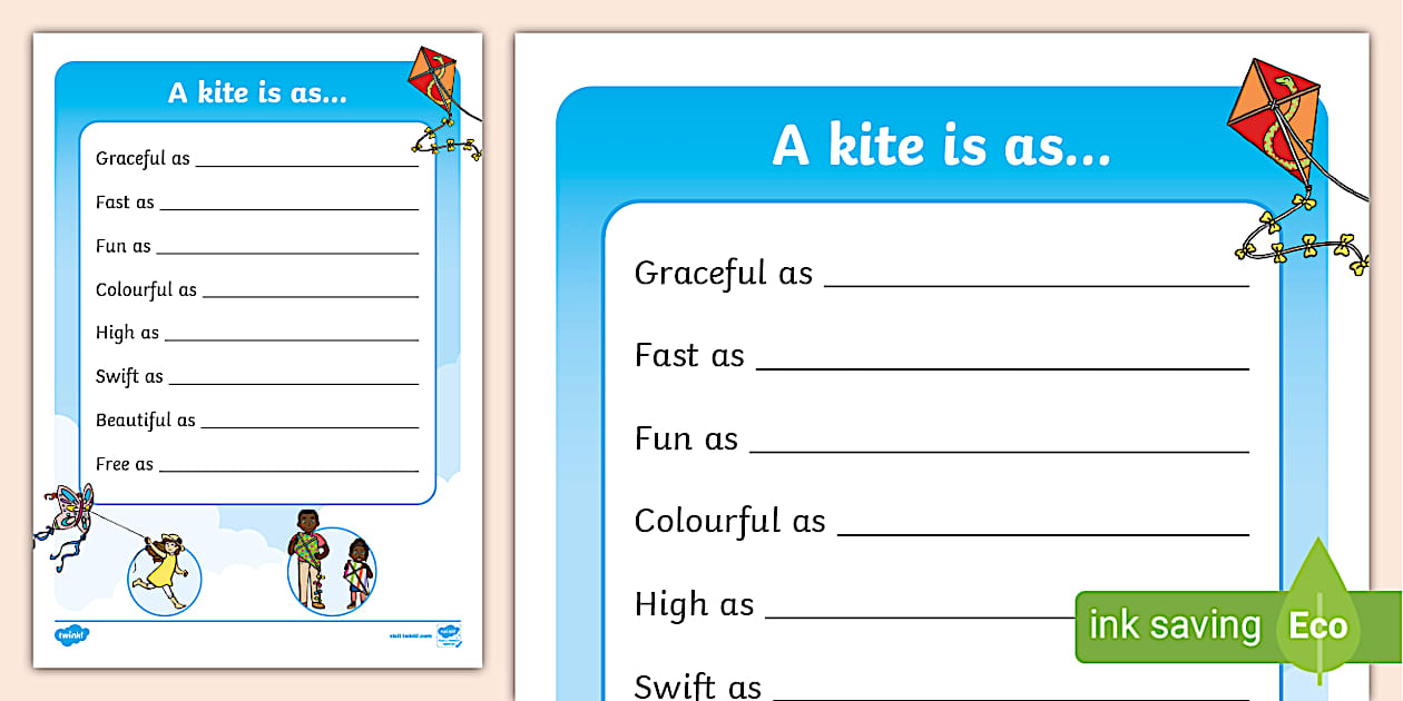 Kite Poem - Simile Poem Writing Activity (teacher made)
