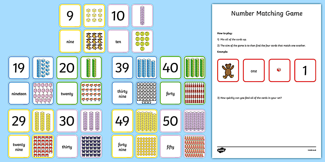 Number 0-50 Matching Cards (teacher made) - Twinkl