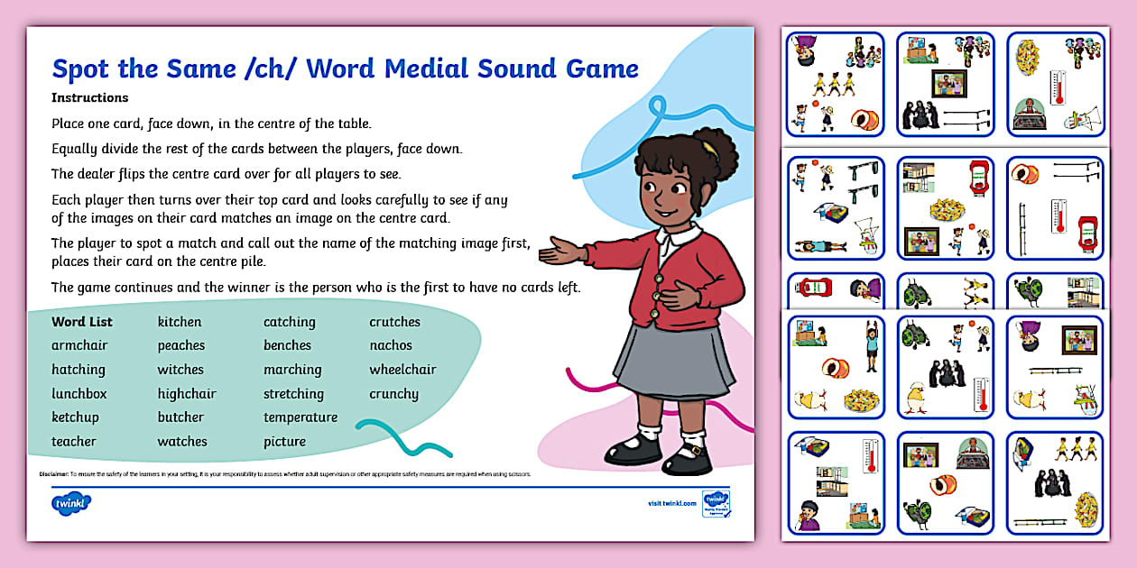 Spot the Same /ch/ Word Medial Sound Game (teacher made)
