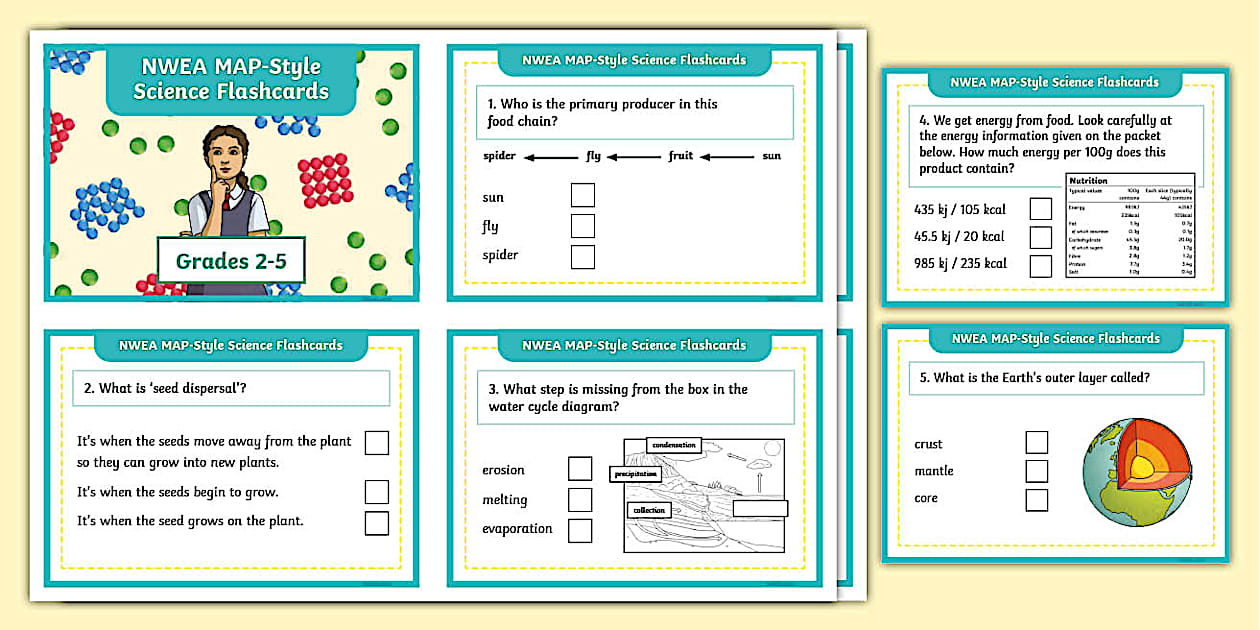 NWEA MAP-Style Science Flashcards Grades 2 - 5 - Twinkl