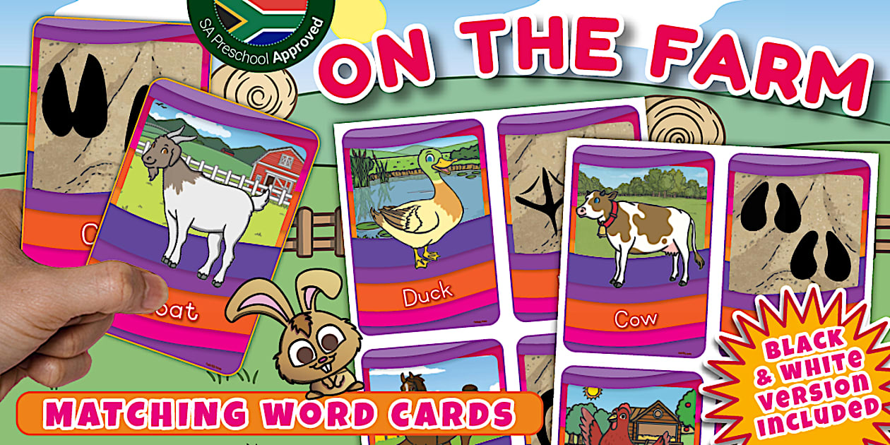 On the Farm- Farm Animal Footprint- Matching Cards