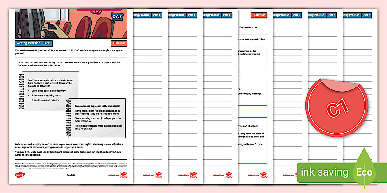 ESL C1 CAE Writing Part 1 and 2 Practice (1) (teacher made)