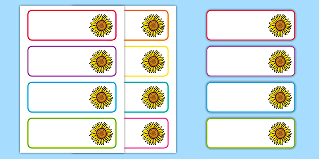 👉 Editable Drawer - Peg - Name Labels (Sunflowers)