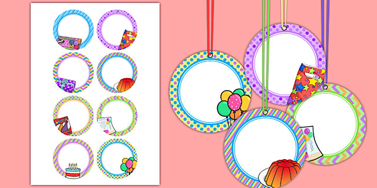 Editable 2nd Birthday Party Name Tags (teacher made)