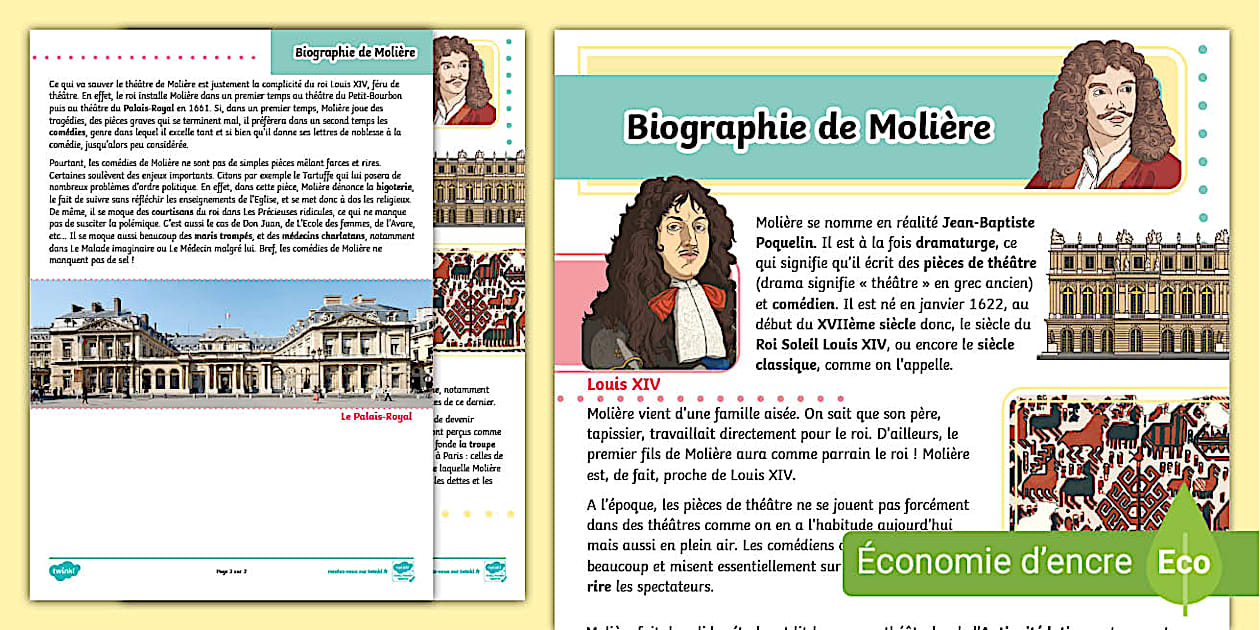 Biographie de Molière (Teacher-Made) - Twinkl
