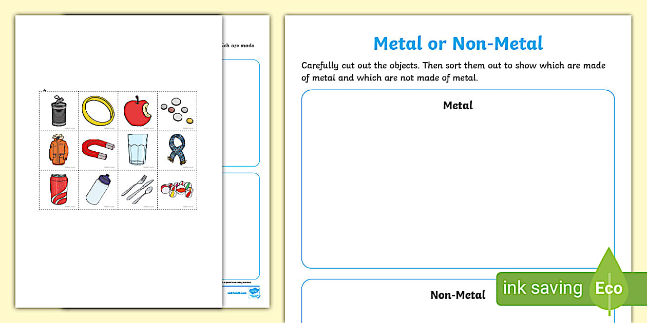Metals and Non-Metals Sorting Activity (teacher made)