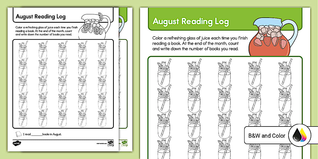 August Reading Log (teacher made) - Twinkl
