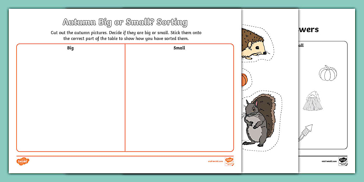 👉 Big or Small Autumn Sorting Activity - Maths - KS1 - Twinkl