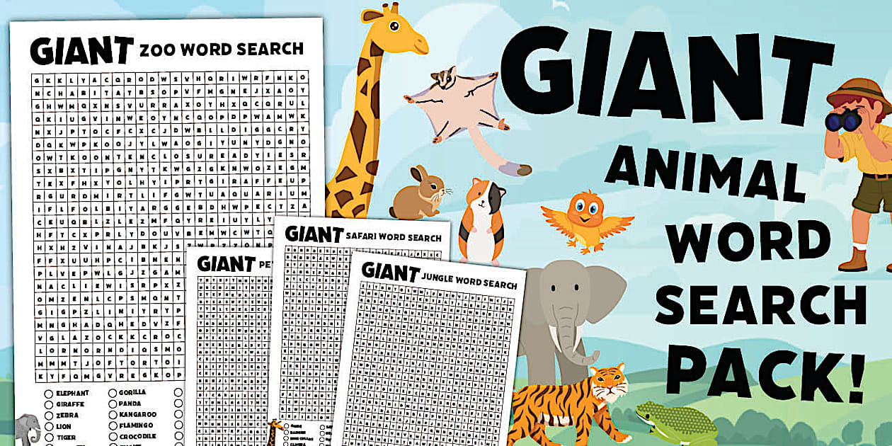 Giant Word Search Animals Pack | Twinkl Puzzled