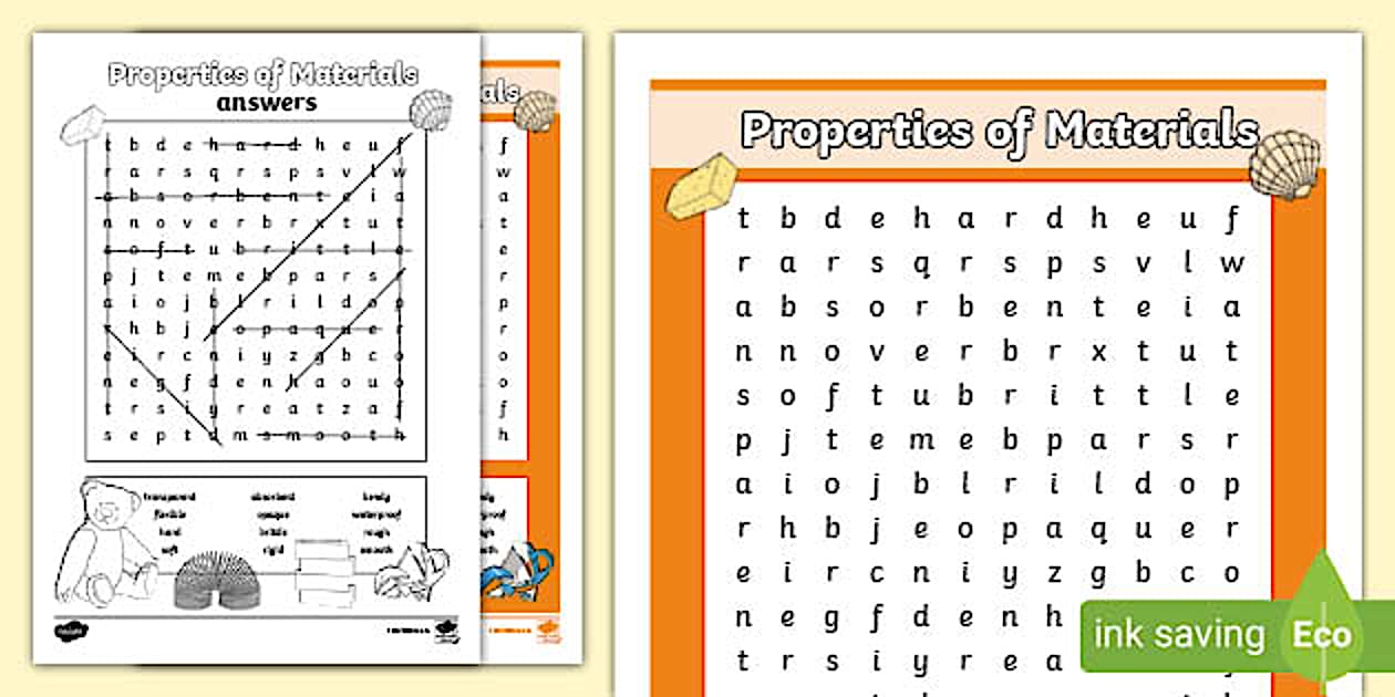 Properties of Materials Word Search KS1 - Twinkl
