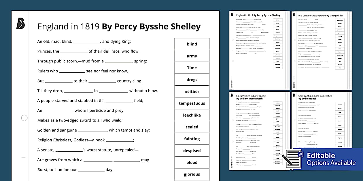 AQA Worlds and Lives Cloze Revision | GCSE Poetry - Twinkl