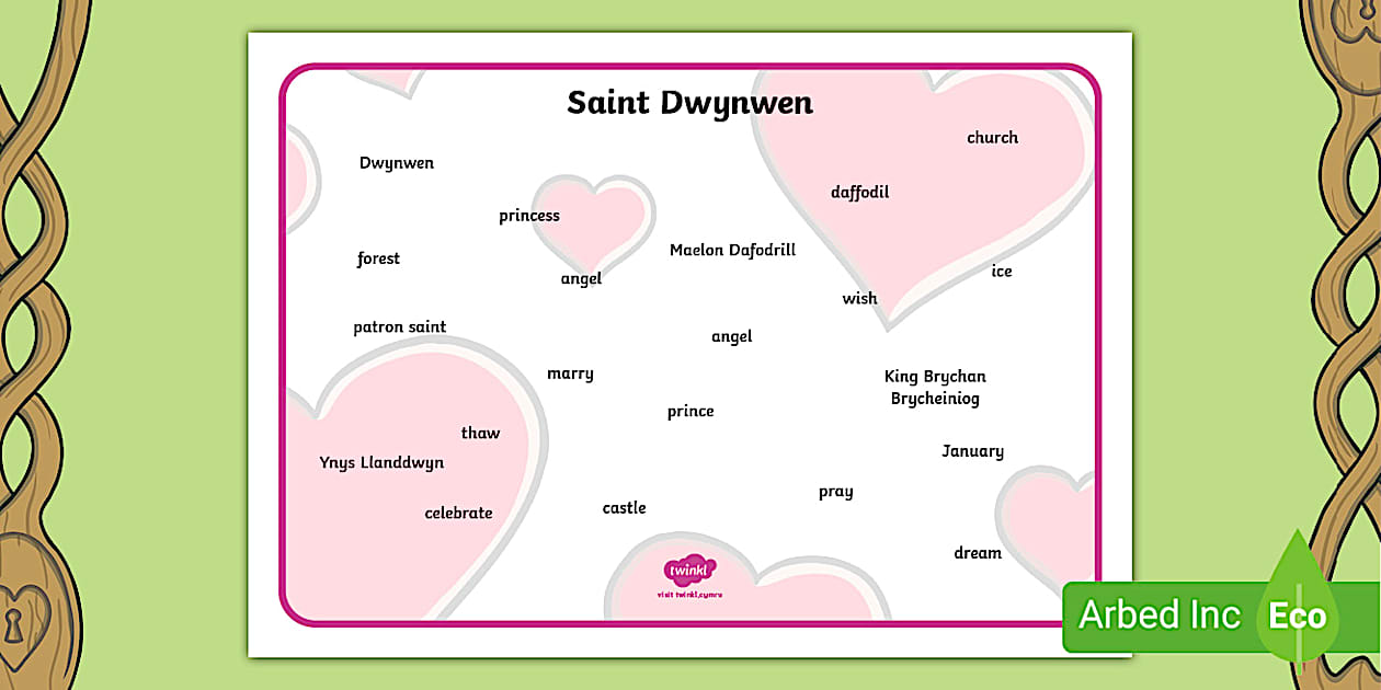 Beautiful Saint Dwynwen Word Mat (Teacher-made) - Twinkl