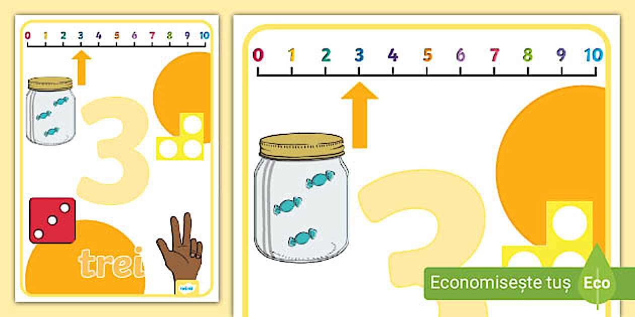 Numărul și cifra 3 – Planșă (teacher made) - Twinkl