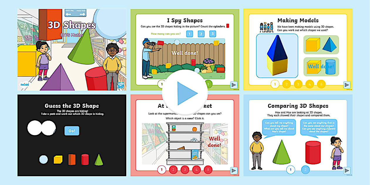 👉 EYFS Nursery Maths Carpet-Time PowerPoint: 3D Shapes