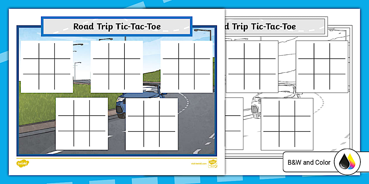 Road Trip Tic-Tac-Toe Board for 3rd-5th Grade (Teacher-Made)