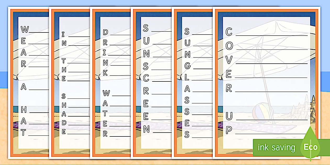 Sun Safety Themed Acrostic Poem (teacher made) - Twinkl