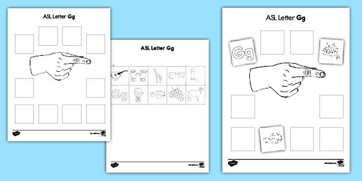 ASL Letter Gg Cut and Paste Worksheet (teacher made)