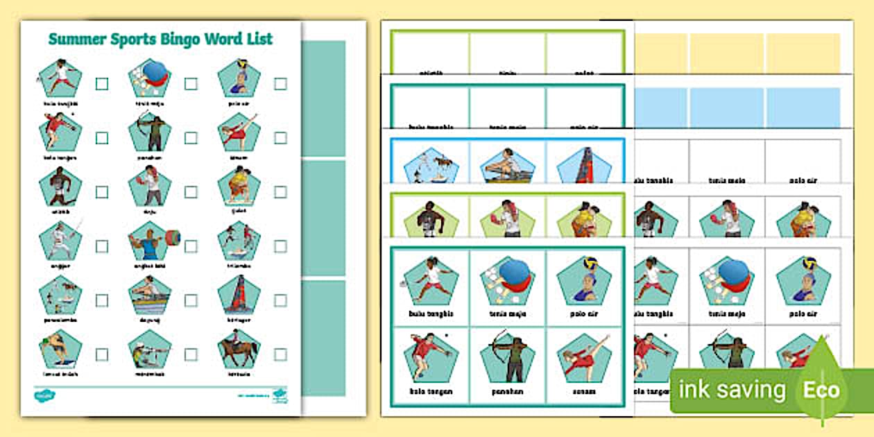 Summer Sports Bingo Indonesian - Twinkl