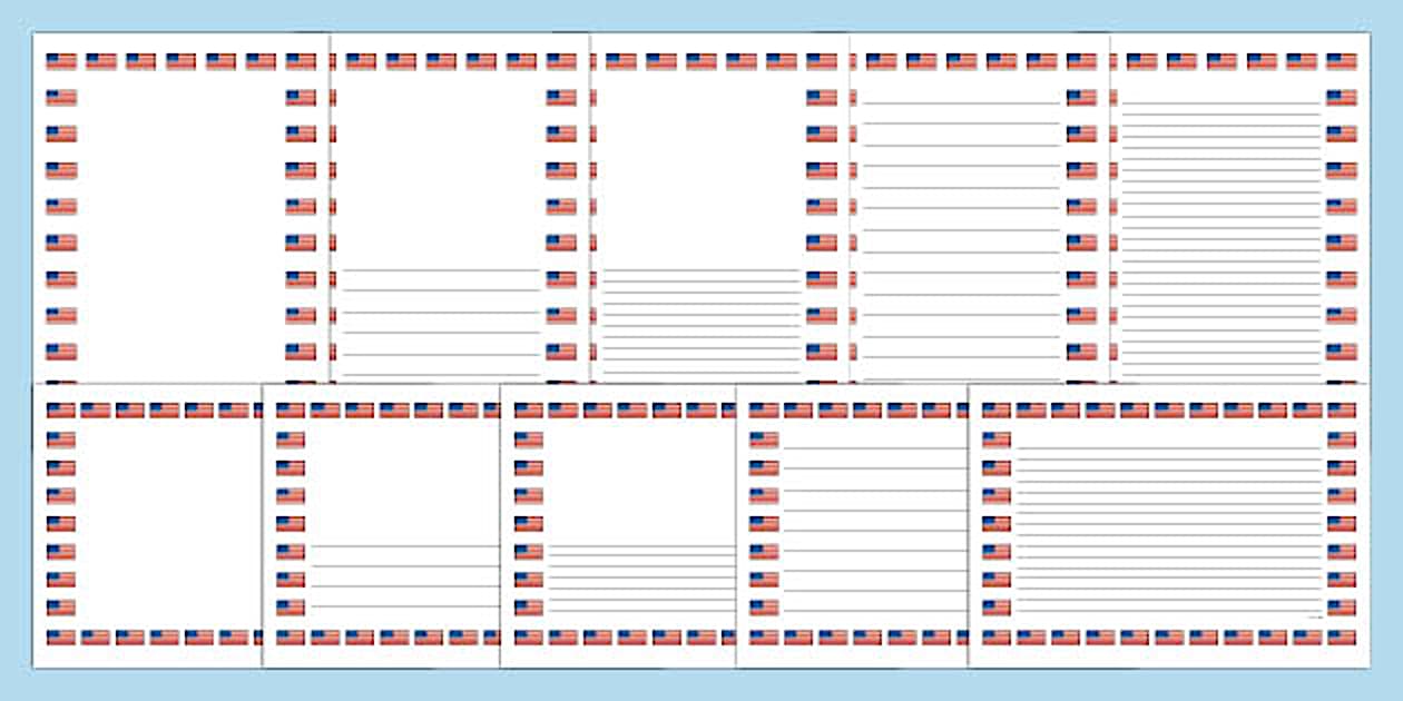 United States Flag Page Borders