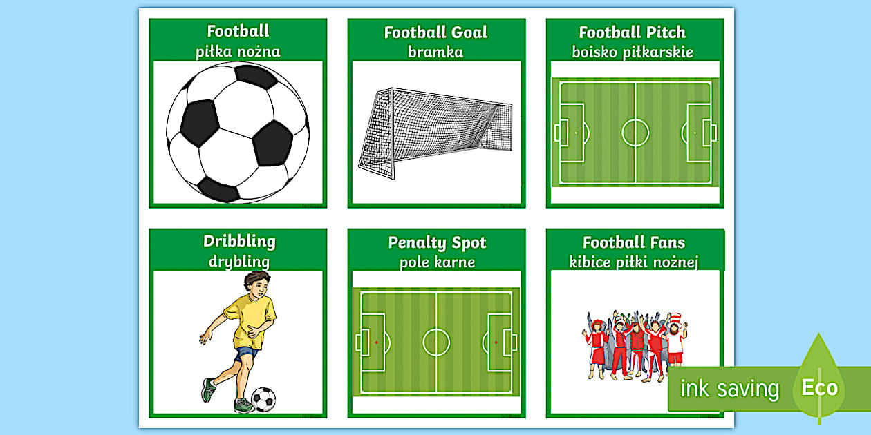 Football Flashcards English/Polish (teacher made) - Twinkl