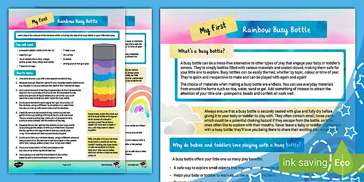 My First Rainbow Busy Bottle (teacher made) - Twinkl