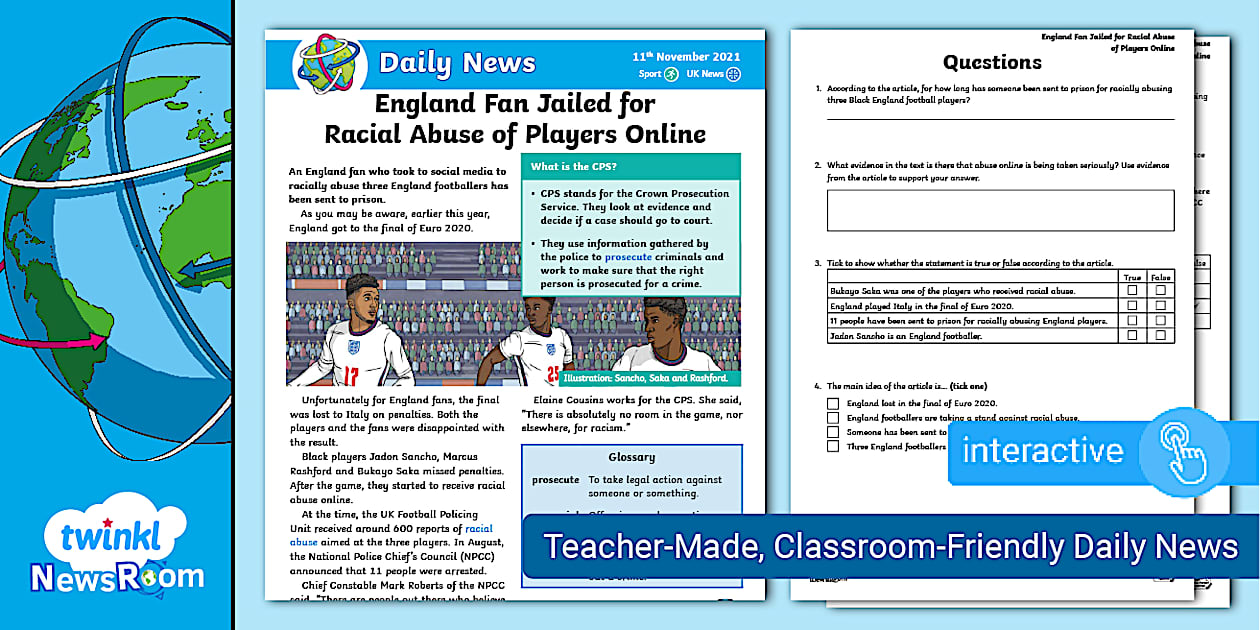 Interactive PDF: Daily NewsRoom Story - England Fan Jailed for Racial ...