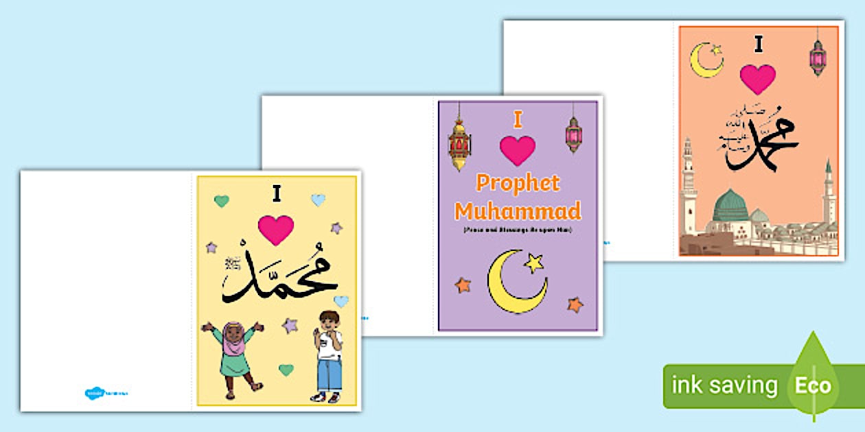 I Love Prophet Muhammad Cards (Teacher-Made) - Twinkl