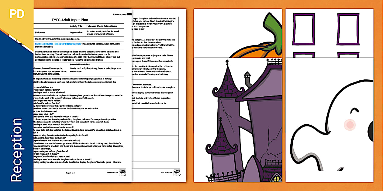 EYFS Halloween Ghosts Balloon Game Adult Input Plan - Twinkl