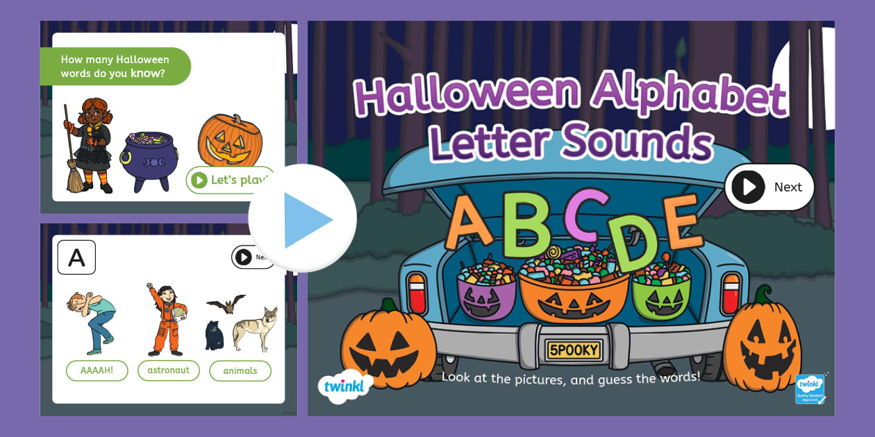 ハロウィンのABCパワーポイント Halloween Alphabet Letter Sounds PowerPoint