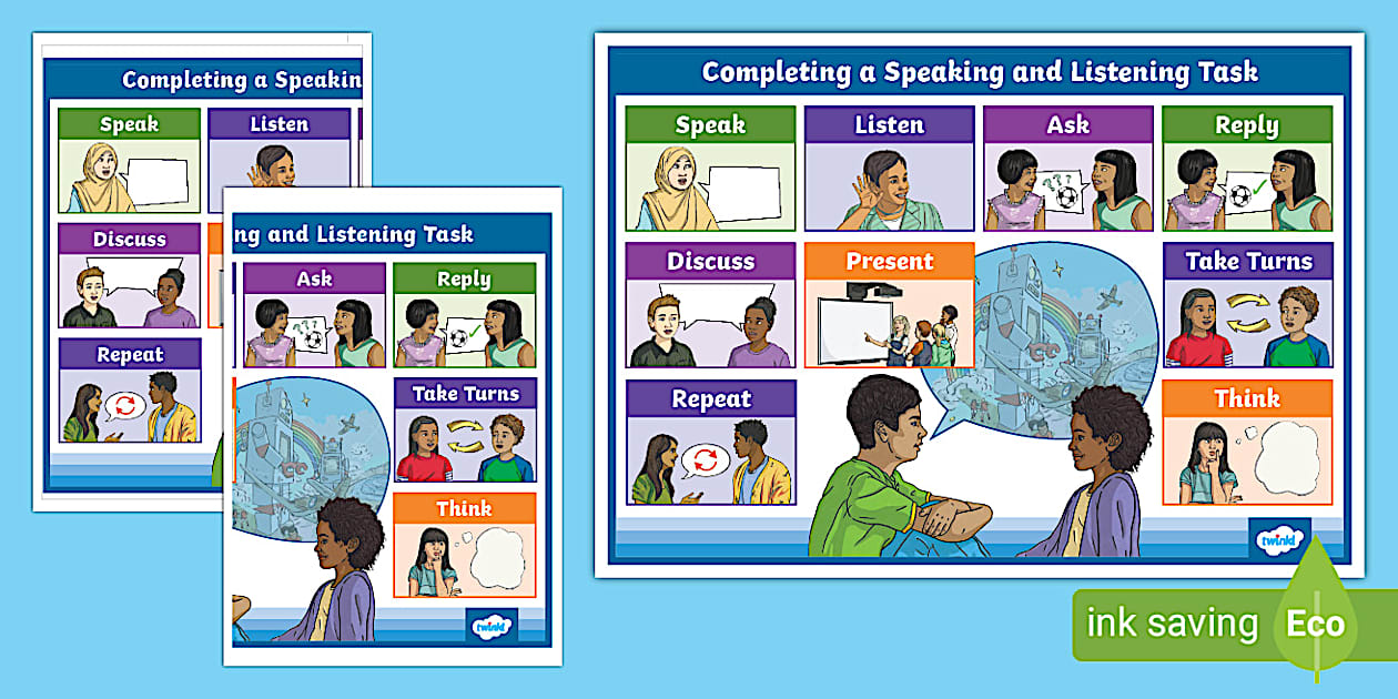 Completing a Speaking and Listening Task - EAL Vocabulary Classroom Poster