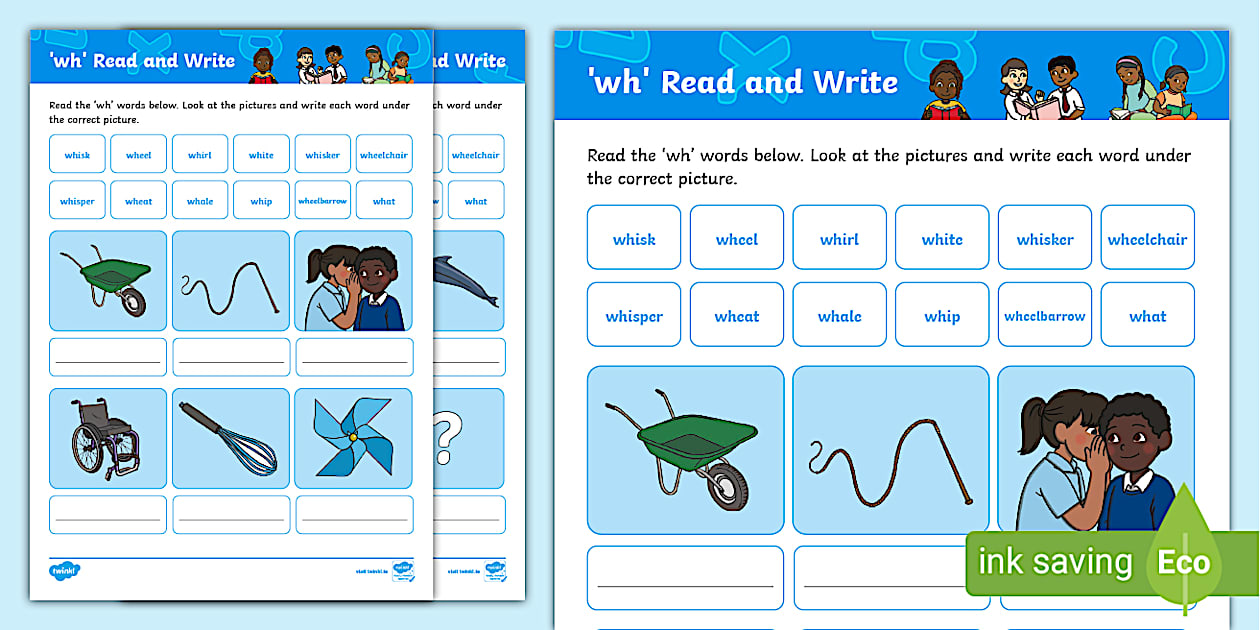 'wh' Read and Write Worksheet (teacher made) - Twinkl