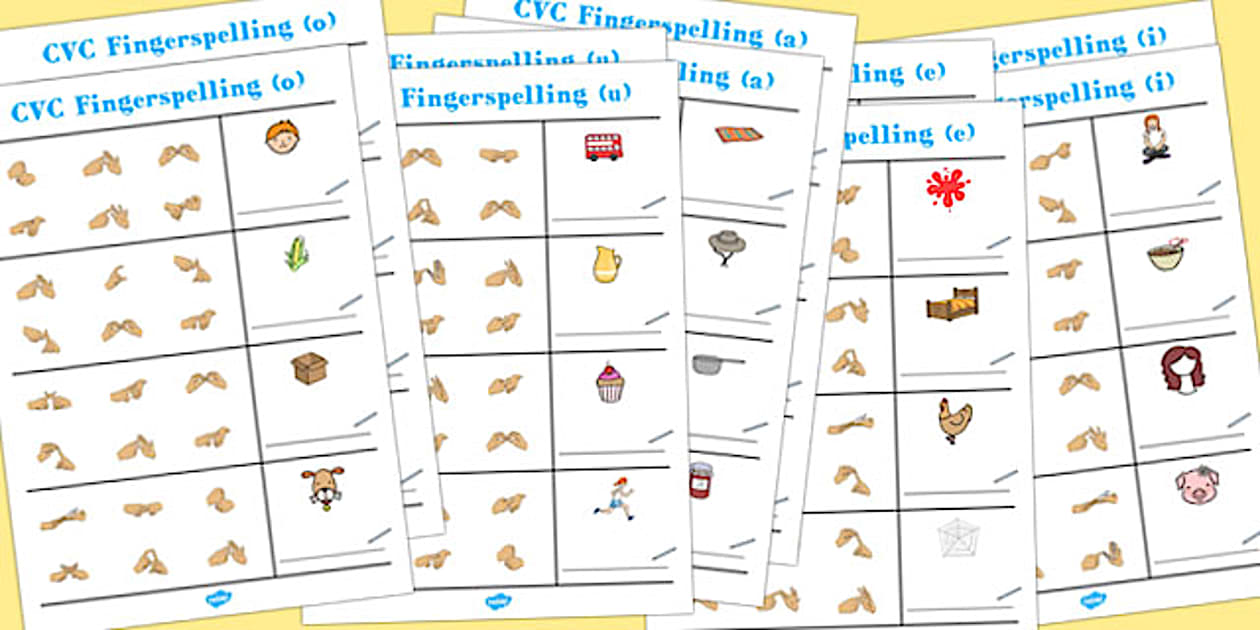 CVC Spelling Worksheets with British Sign Language Pack - CVC