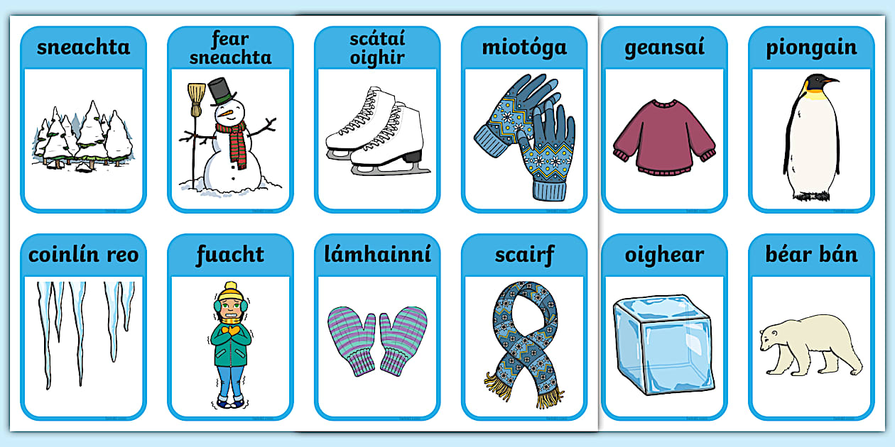 Focail Gheimhridh agus Luaschártaí (Winter Words & Flashcards)
