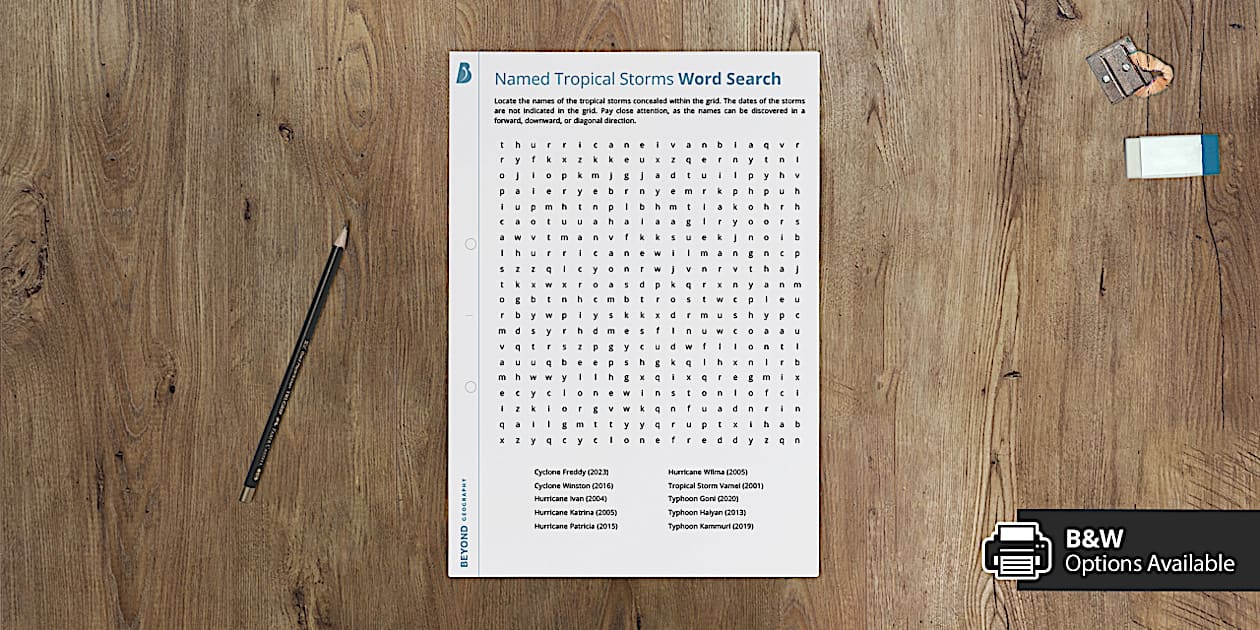 Hurricane Word Search Worksheet | Geography | Beyond