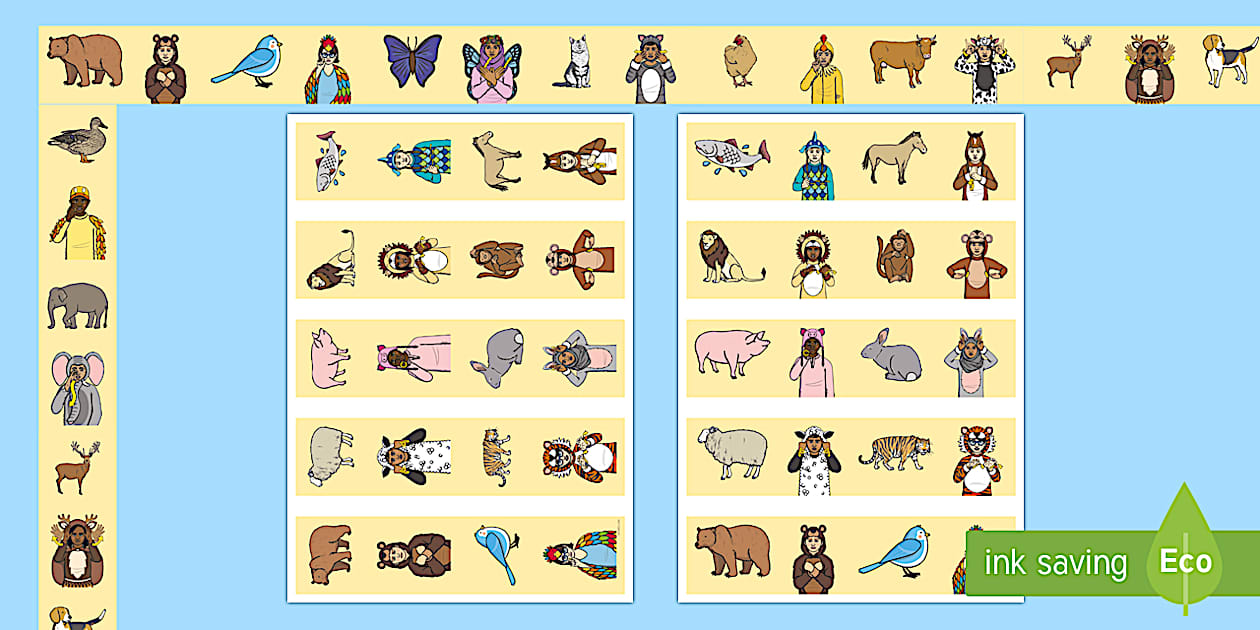 British Sign Language (BSL) Animals Display Borders - Twinkl