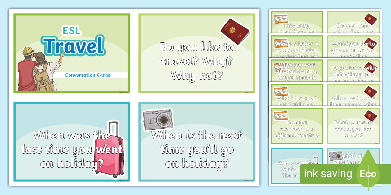 ESL Travel Conversation Cards (teacher made) - Twinkl