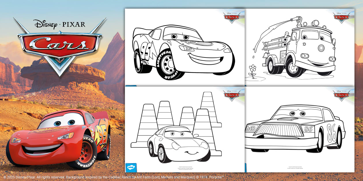 Disney's Cars Colouring Pages | Twinkl | Disney Activities