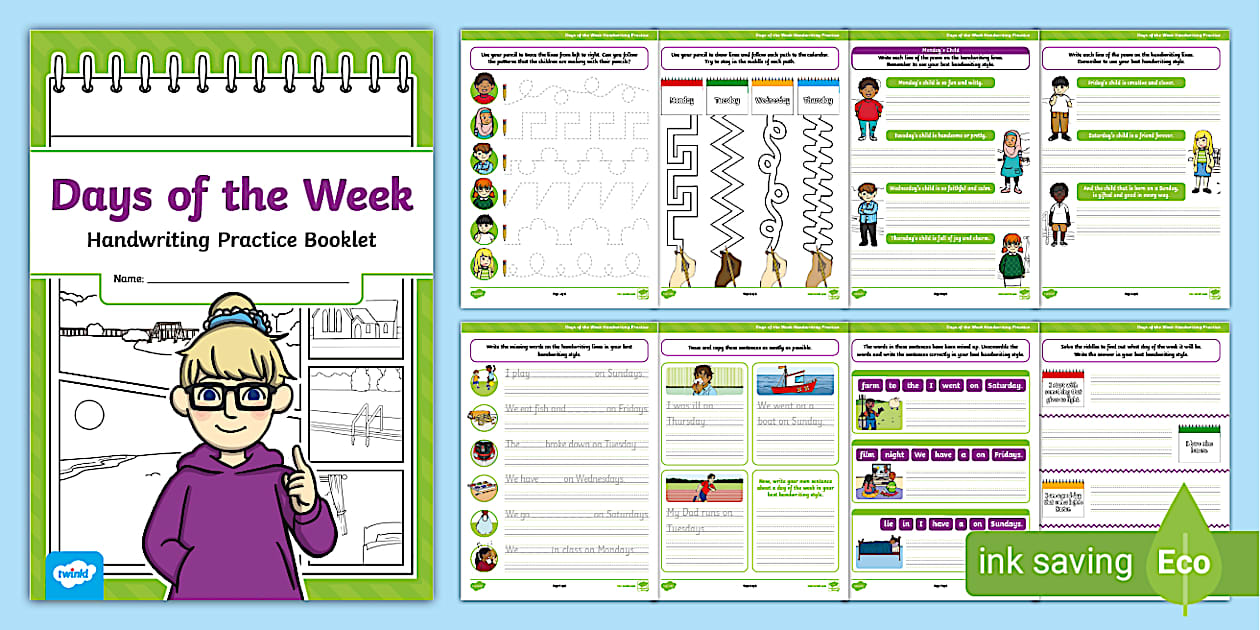 Days of the Week Handwriting Practice Booklet (teacher made)