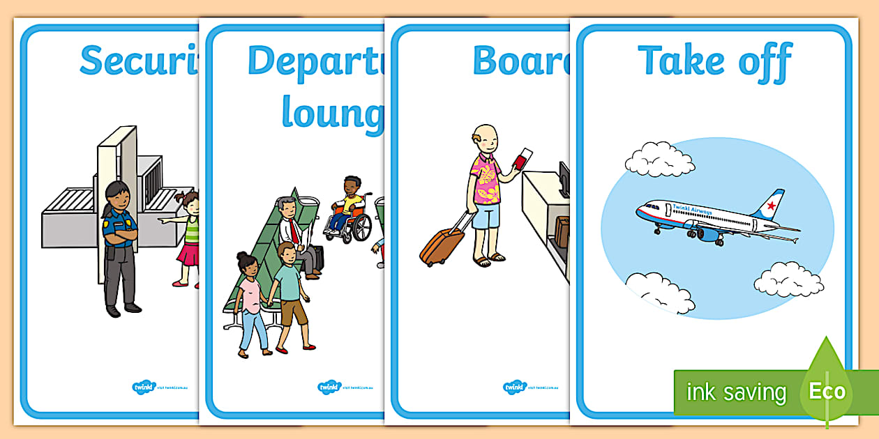 Going on a Plane Journey Display Posters (teacher made)