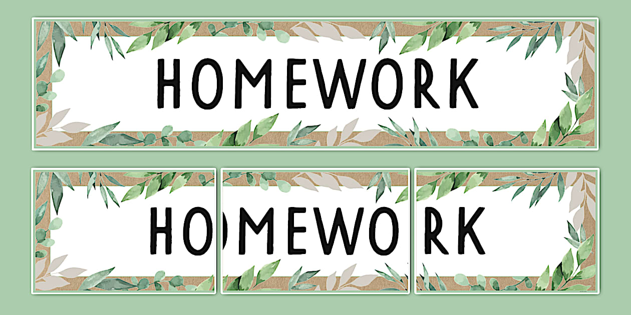 Muted Botanical-Themed Homework Display Banner - Twinkl