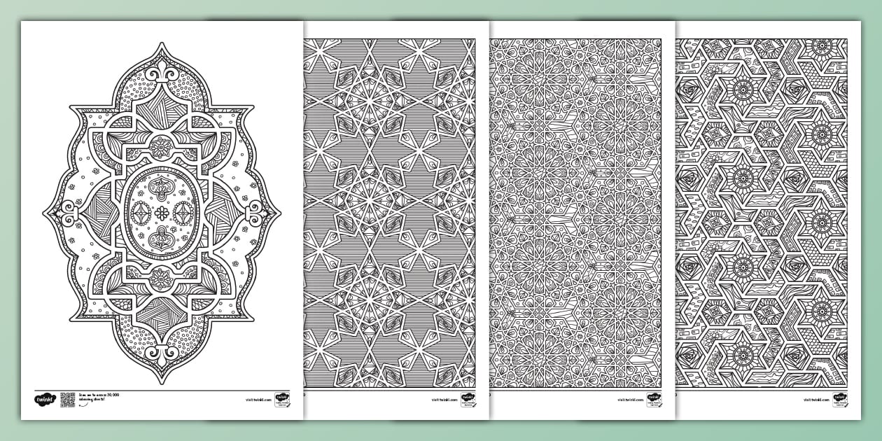 Islamic Pattern Colouring Sheets - Islamic Art - Twinkl