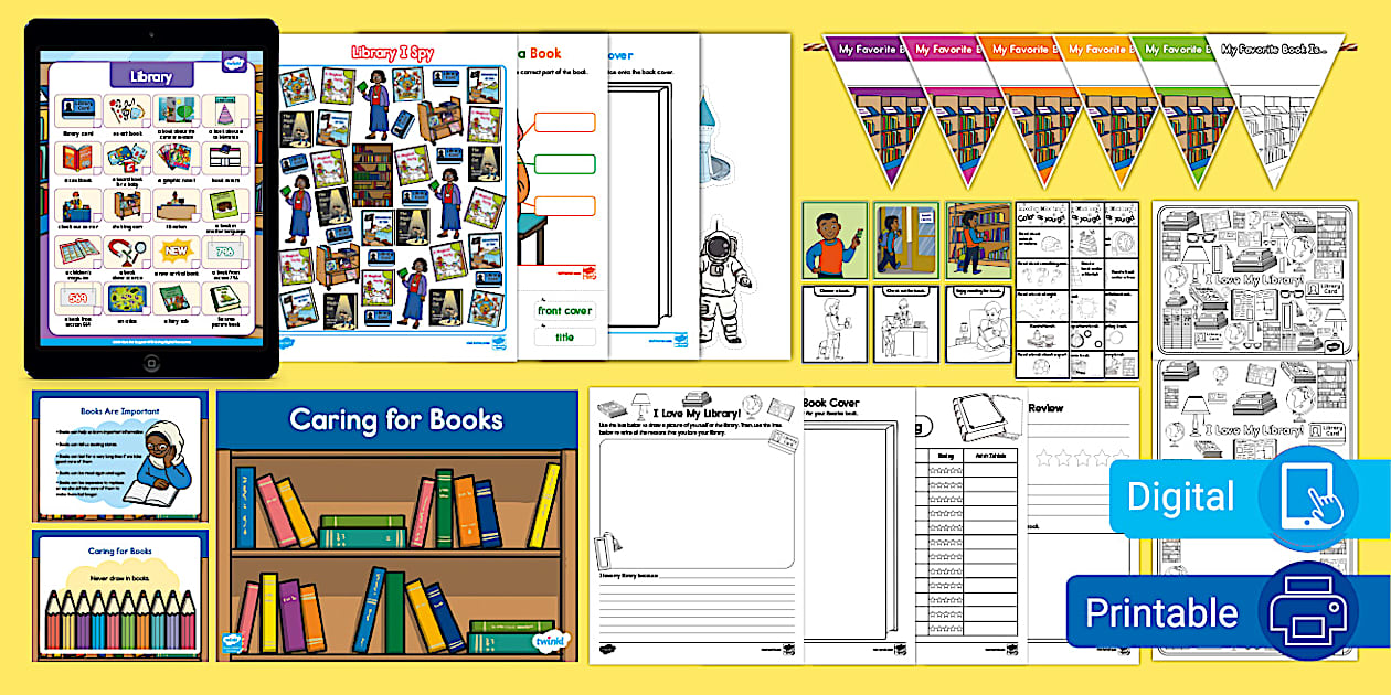 Library Activity Pack for K-2nd Grade (teacher made)