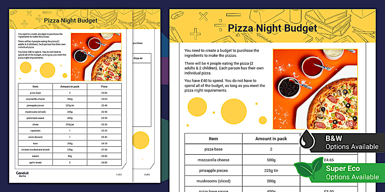 Reinforcing Life Skills: It's Pizza Time! Budgeting Activity